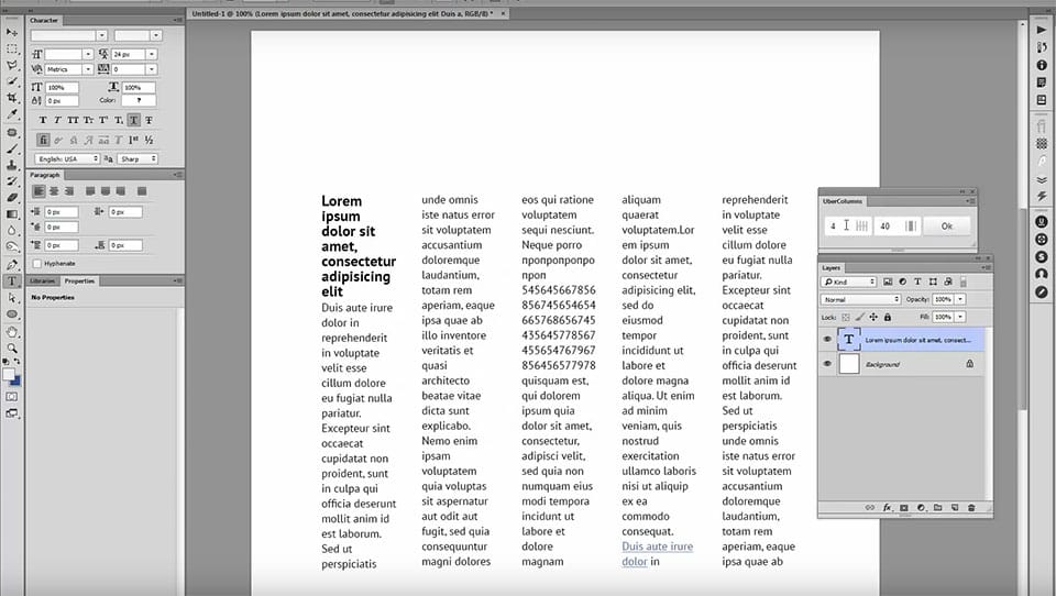 Create columns of text with UberColumn Photoshop Plugin